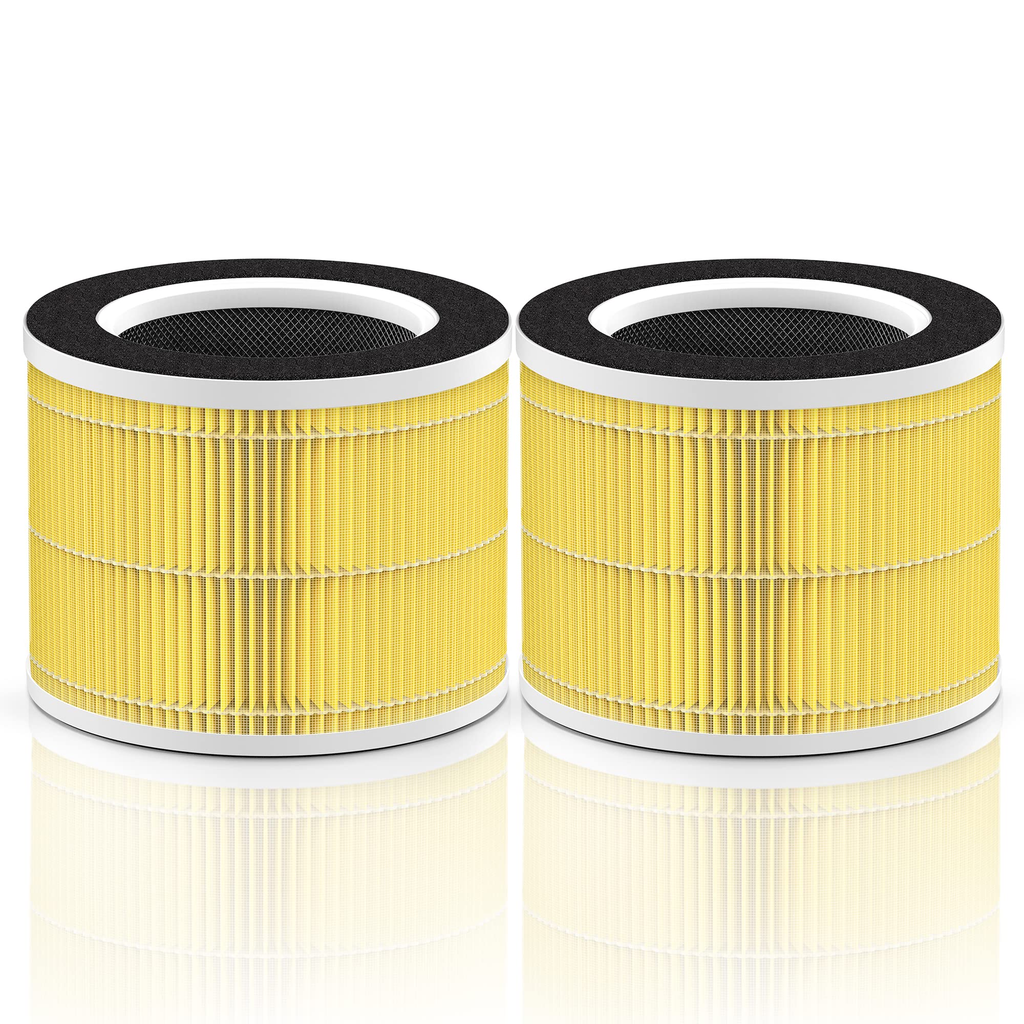 HSIAMEN RP-AP088-F1 Compatible with RENPHO Air Purifier Replacement Filter RP-AP088W RP-AP088 RP-AP088B, 5-Stage H13 True HEPA Filters w/Activated Carbon Filtration for Pet Allergy, Yellow 2-Pack