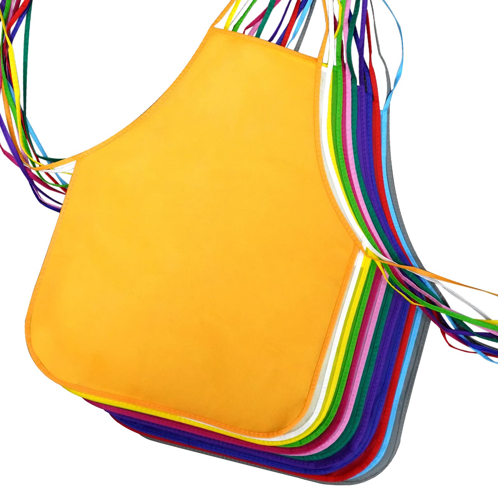 IMERAGO 12 Pcs 12 Colors Kids Aprons Children Art Painting Aprons for Age 3-6 Kitchen Classroom Cooking Baking