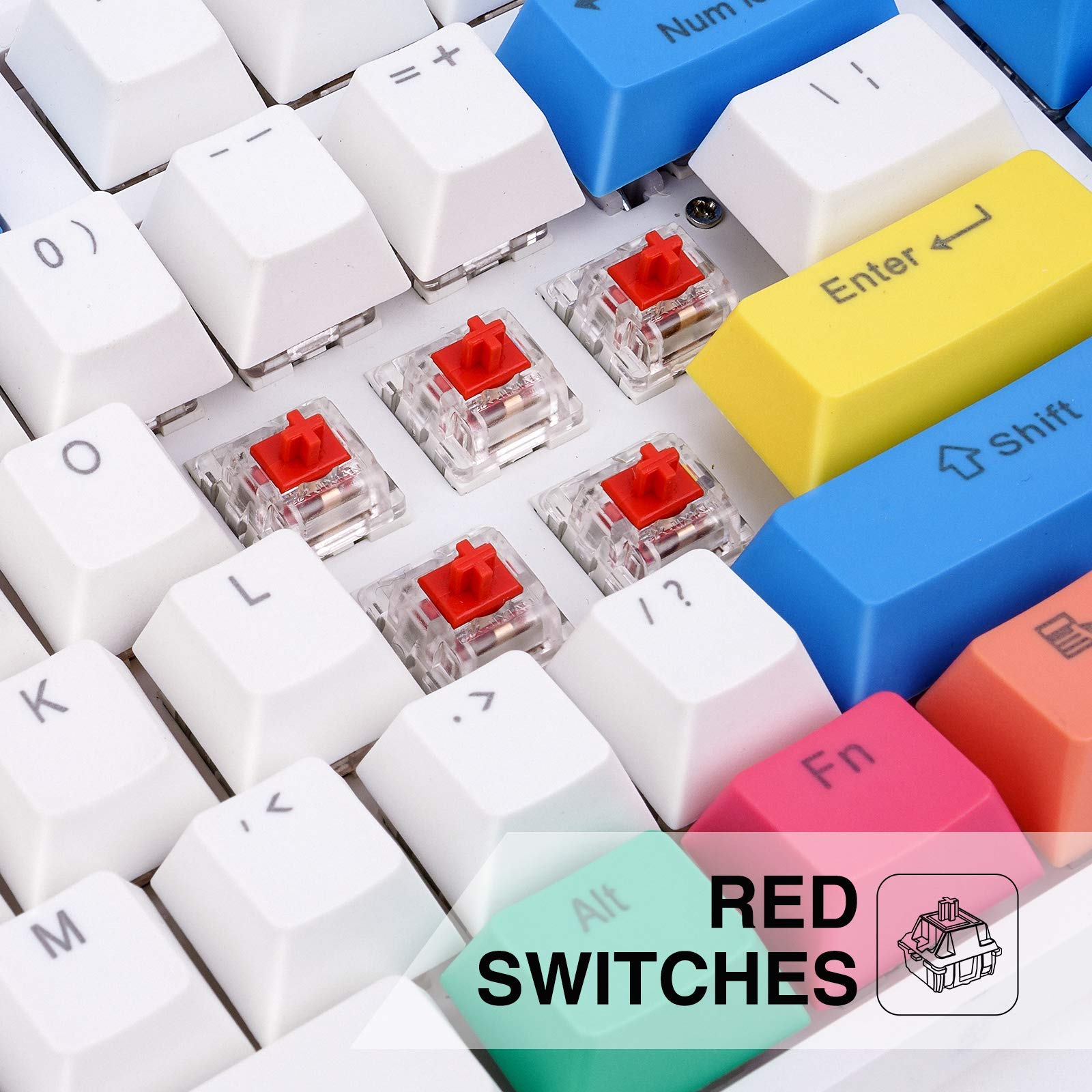Havit Mechanical Keyboard Wired 89 Keys Gaming Keyboard Red Switch Keyboard with PBT Keycaps for PC Gamer Computer (Black) (Renewed)