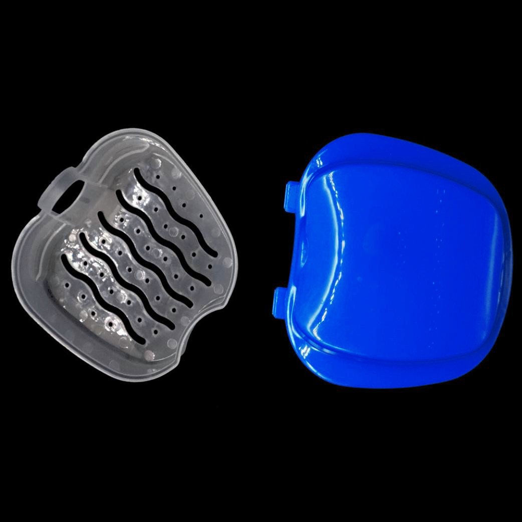 leucogenys Teeth Denture Case Bath Net False Container Box with Storage Box Hanging Other Small Craft Table (Dark Blue, One Size)