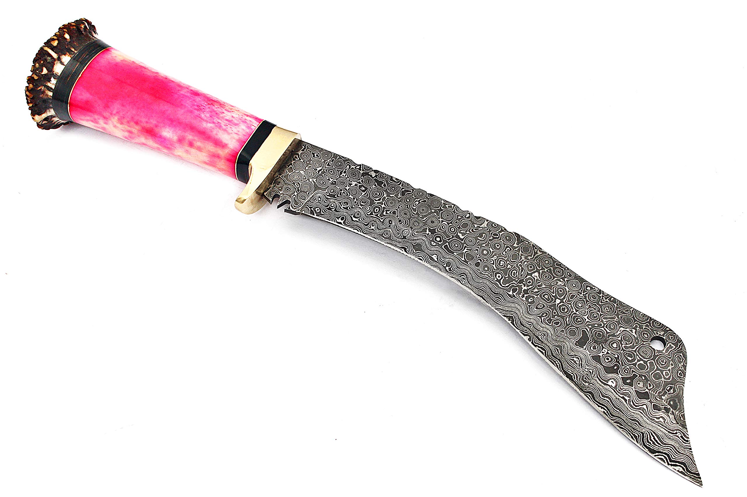 FAYYAZ BROTHERS Custom Made Damascus Steel Hunting Knife/Kukri Knife FBK-18730 (Red Colored Bone)