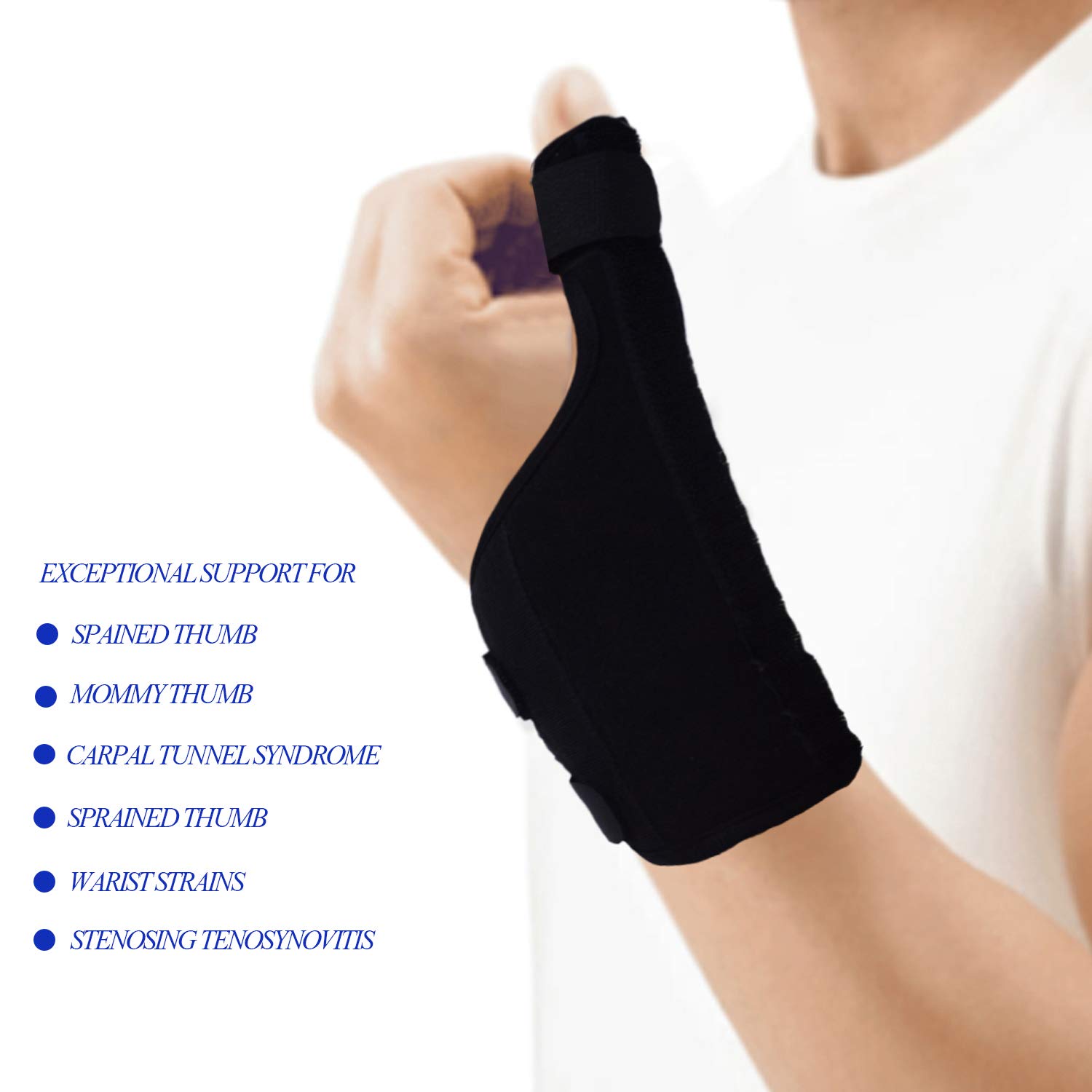 Finger Splint Support Brace, Thumb Brace for Arthritis or Soft Tissue Injuries, Night Wrist Sleep Support Brace, Carpal Tunnel and Relieve for Arthritis - Adjustable, Right Hand(Black-Right,Medium)