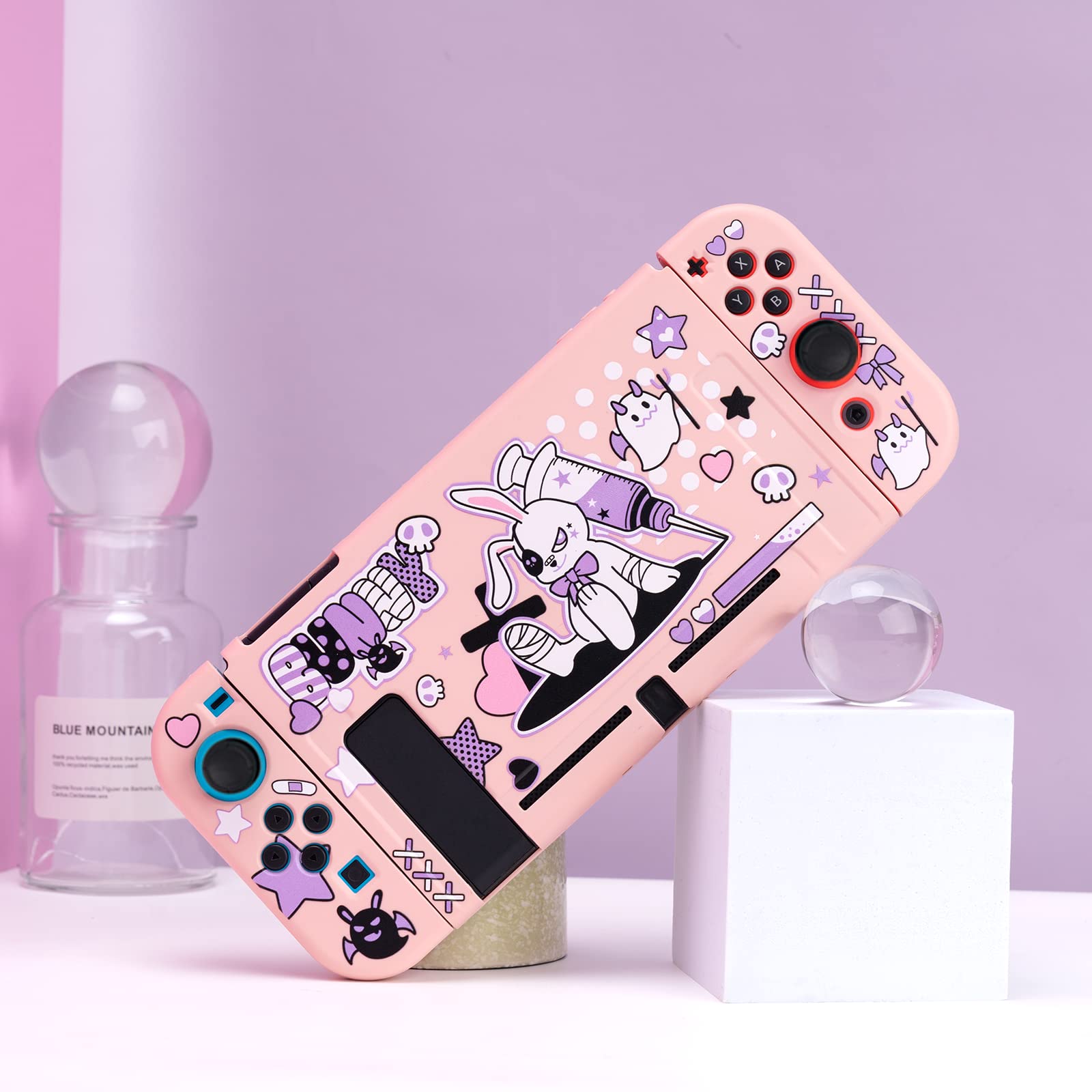 GeekShare Protective Case for Switch, Soft TPU Slim Case Cover Compatible with Nintendo Switch Console and Joy-Con (Bandage Rabbit)