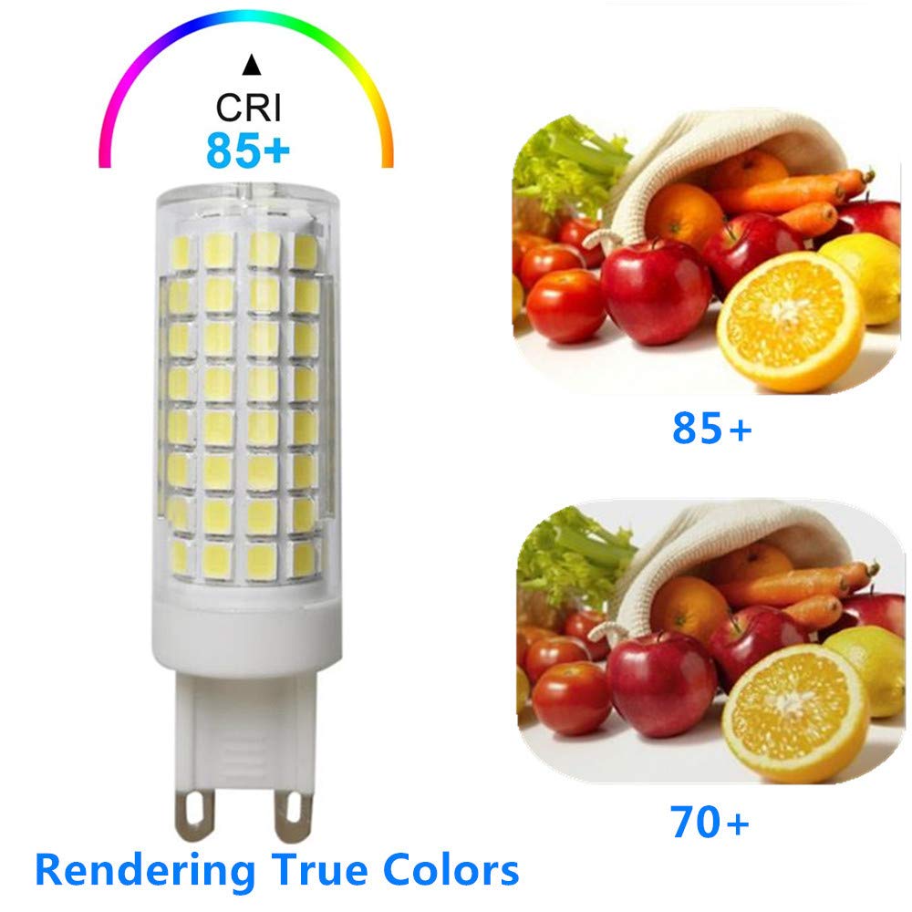 G9 Led Bulb - 8W Dimmable Ceramic Bulb Equivalent 80W Halogen Bulbs,Daylight White 6000K AC110-130V G9 Bi Pin Base 360 Degree Led Bulb for Chandelier Ceiling Fan Bedroom Lighting