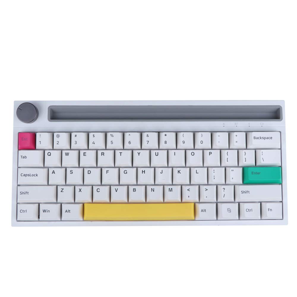 EPOMAKER Ajazz K620T 60% RGB Bluetooth Wireless Wired Mechanical Keyboard with 4400mAh Battery, PBT Keycaps, Wheel Volume Button for MacOS/Windows/iOS/Android (Ajazz Pink Switch, White)