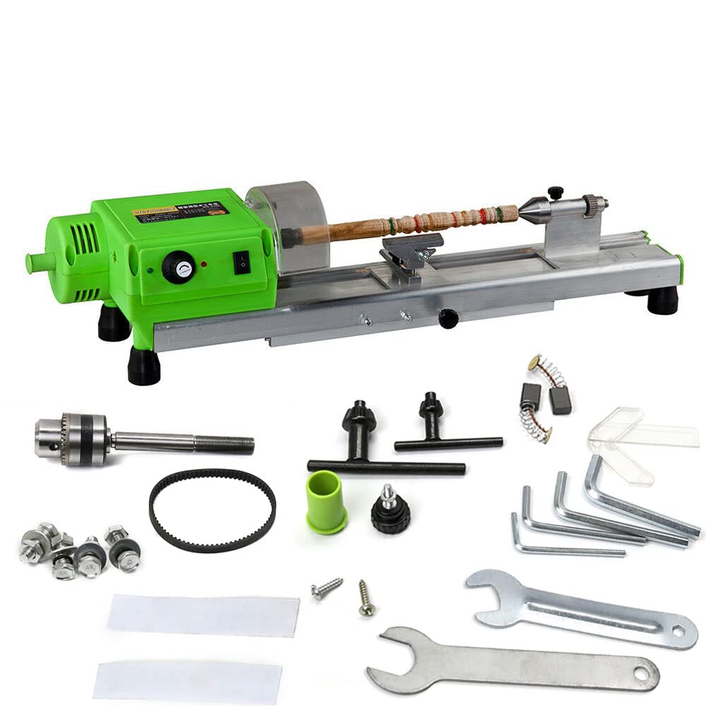 Onetuon Mini Wood Lathe Benchtop MICRO Woodturning Lathe Grinding Polishing Beads Drill Rotary Tool Set Variable Speed (Standard)