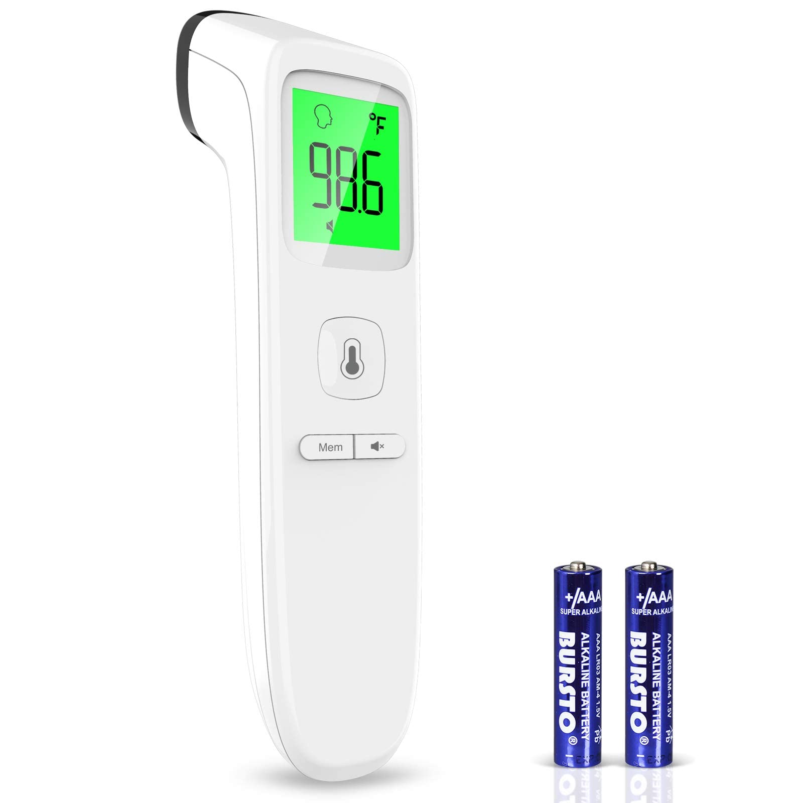No-Touch Forehead Thermometer for Adults, Baby, Kids, Infrared Temporal Thermometer with Silent Mode, LCD Display and Memory Function, Ideal for Whole Family