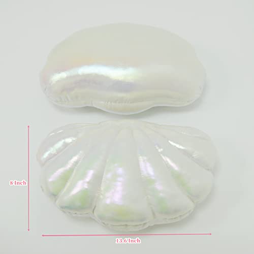 Marble Empire Shell Pillow Seashell Decorative Throw Pillows Pearlescent Sea Shell Toy Coastal Beach Shaped Ocean Theme Decor （13.6 × 8 inch）