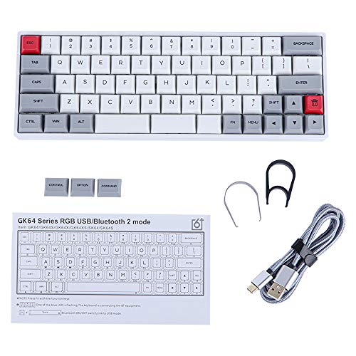 EPOMAKER SK66S 60% Keys Bluetooth 5.1 Wireless Wired Dual Mode Gateron Optical Mechanical Gaming Keyboard with RGB Backlight and PBT Heat Sublimation Keycaps (Gateron Optical Blue, Grey White)