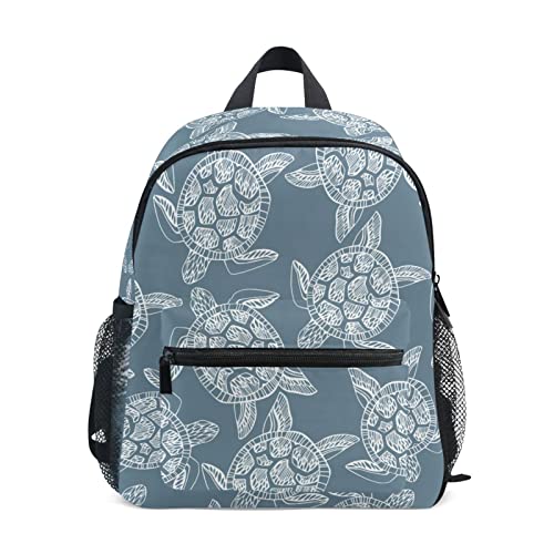 Sletend Toddler Backpack Retro Sea Turtles Waterproof With Name Tag Mini Backpack Boys/Girls Cute Small Backpack Kindergarten Pre School Bags (S)