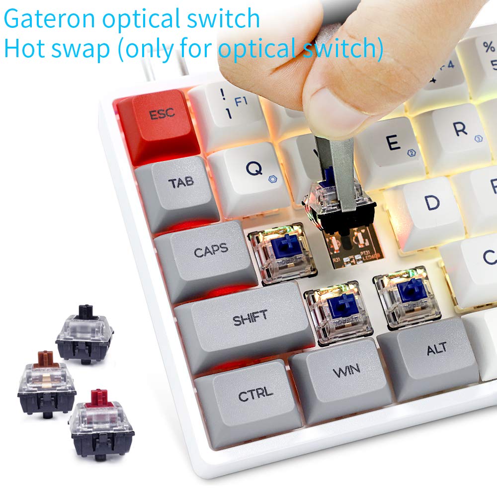 EPOMAKER SK71 71 Keys Hot Swappable Mechanical Keyboard with RGB Backlit PBT GSA Keycaps for Win/Mac/Gaming (Gateron Optical Brown, Grey)