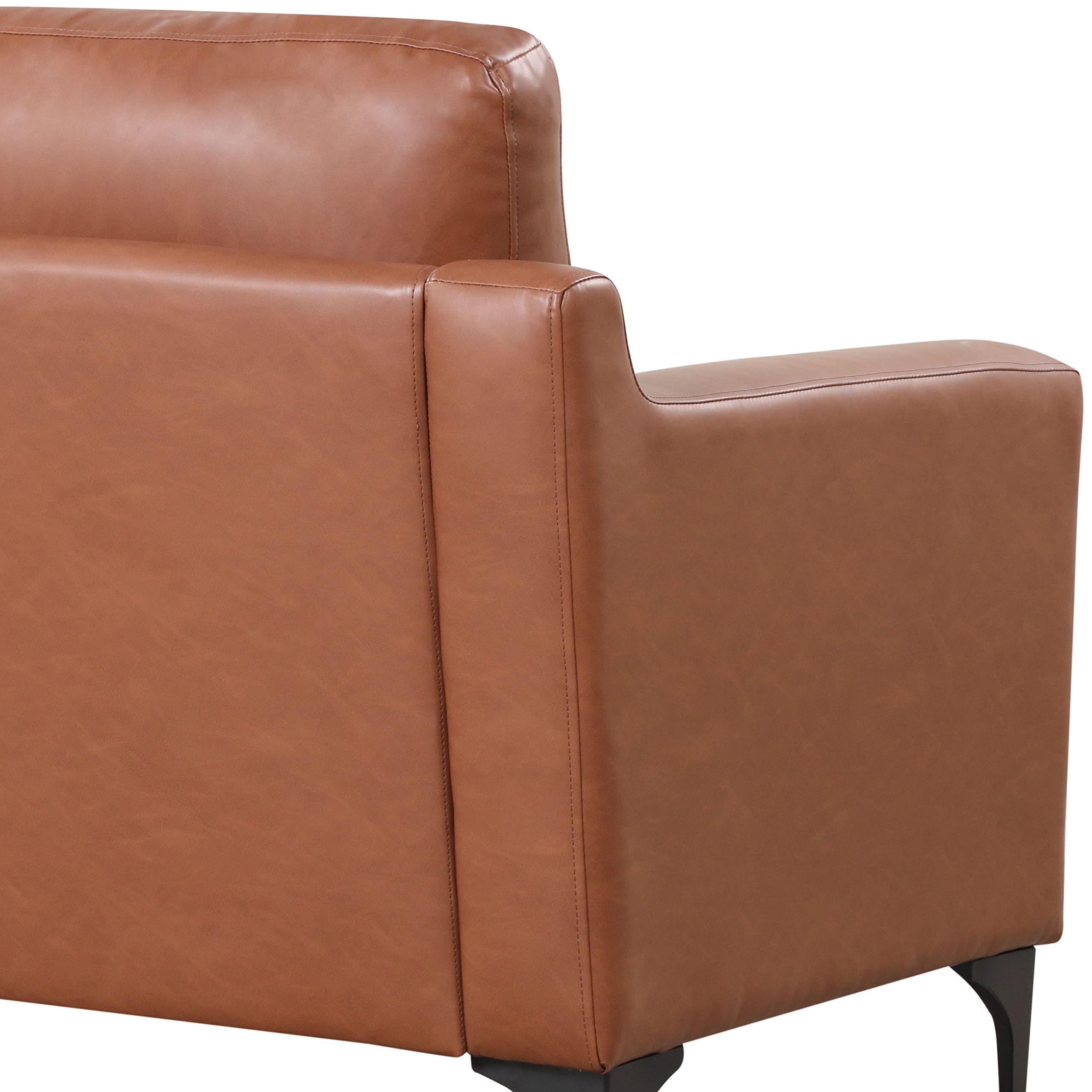 Serta Triton 78” Stationary Sofa, Modern Decor Love Seat Couch Living Room, Upholstered Faux Leather Sofas Furniture, Solid Easy to Install Couch for Bedroom, Caramel Brown
