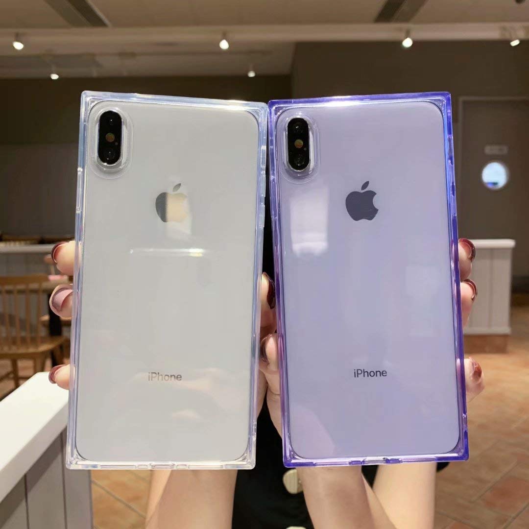 Facweek iPhone Xs Max Case Square, Clear Xmax Transparent Cases Reinforced Corners Soft TPU Cushion Ultra-Thin Slim Cover Silicone Shell-Clear