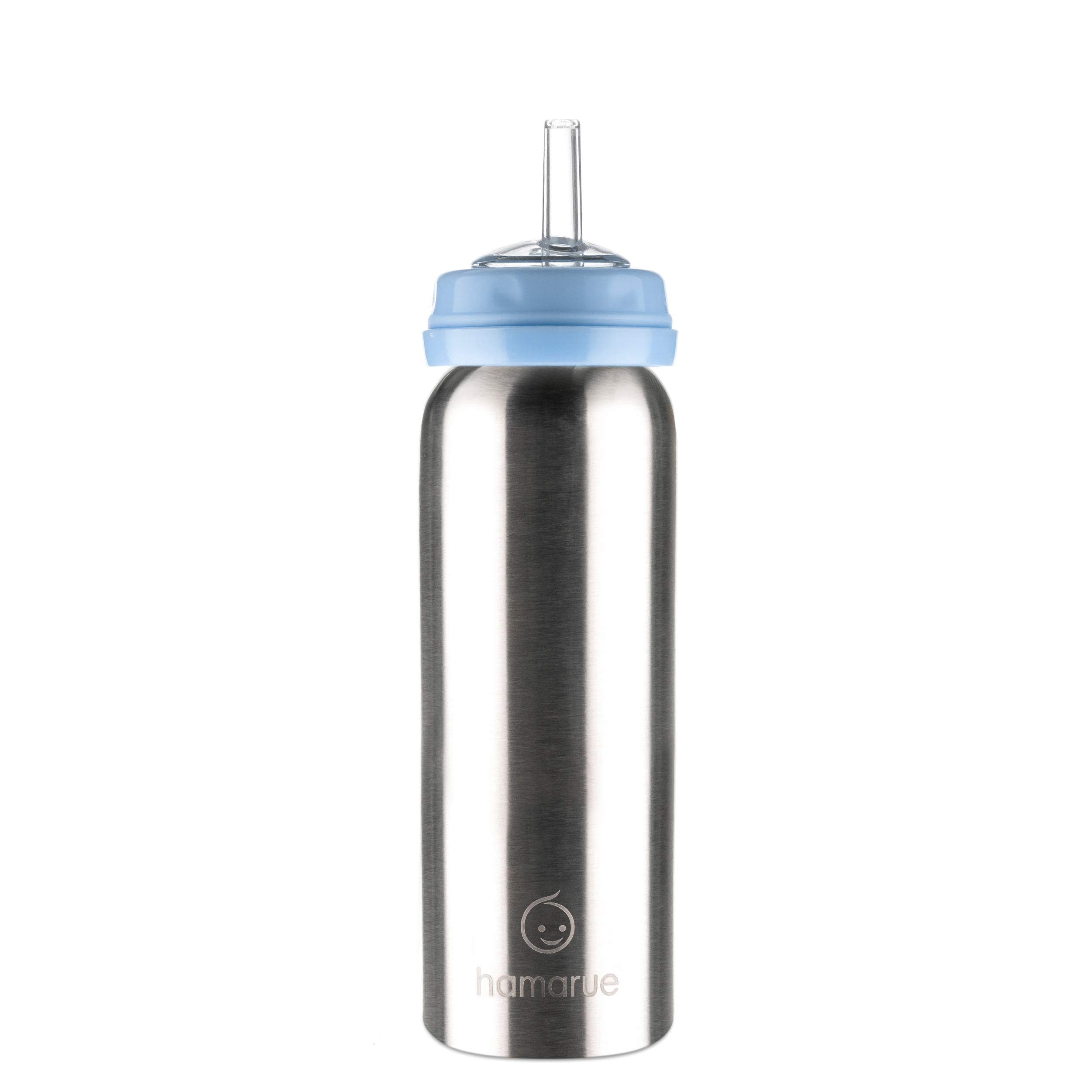 Hamarue 3-in-1 Stainless Steel Sippy Cups for Toddlers | Non-Toxic Insulated Stainless Steel Baby Bottle | Straw Cup With Removeable Handles | Plastic Free Liquid Transfer (8 oz, Bluel)