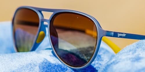 Goodr Frequent Skymall Shoppers Blue Aviator Running Sunglasses, Glare Reducing Blue Polarized Gradient Lenses, UV400 Protection Block, Frame Constructed to Eliminate Slip & Bounce, Large
