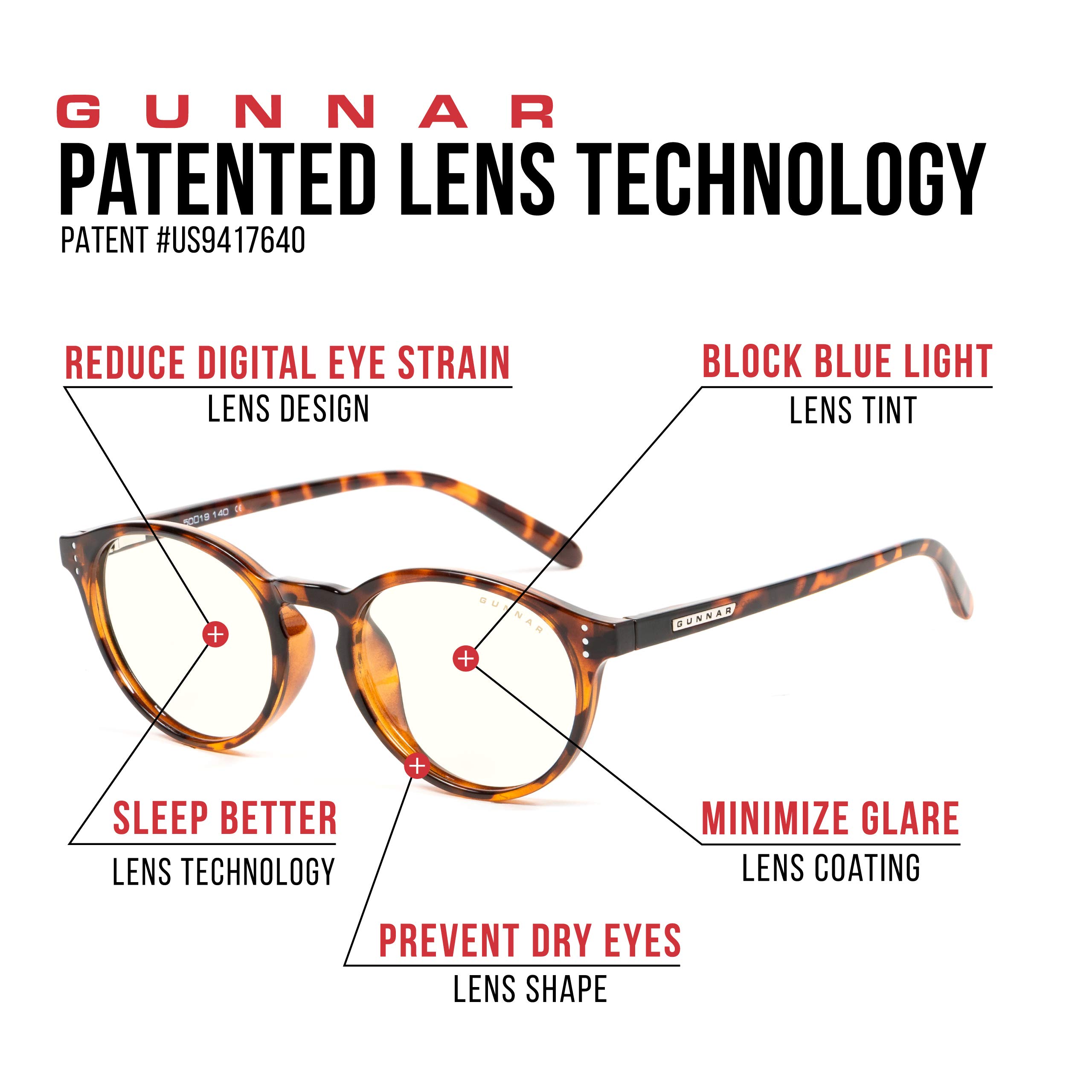 GUNNAR - Blue Light Reading Glasses - Blocks 35% Blue Light - Attaché, Tortoise, Clear Tint, Pwr +1.75