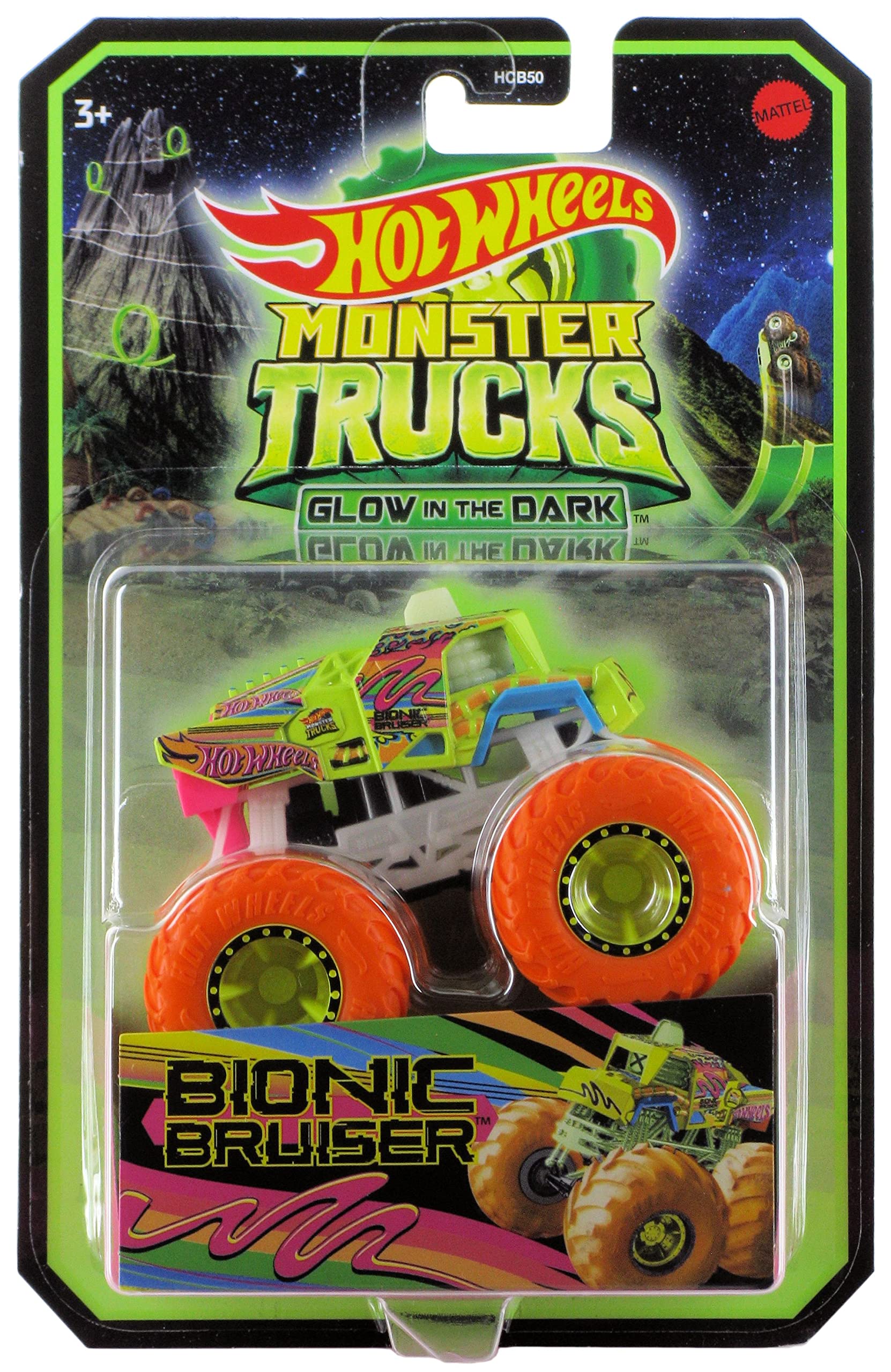 Hot Wheels Monster Trucks Glow in The Dark Bionic Bruiser