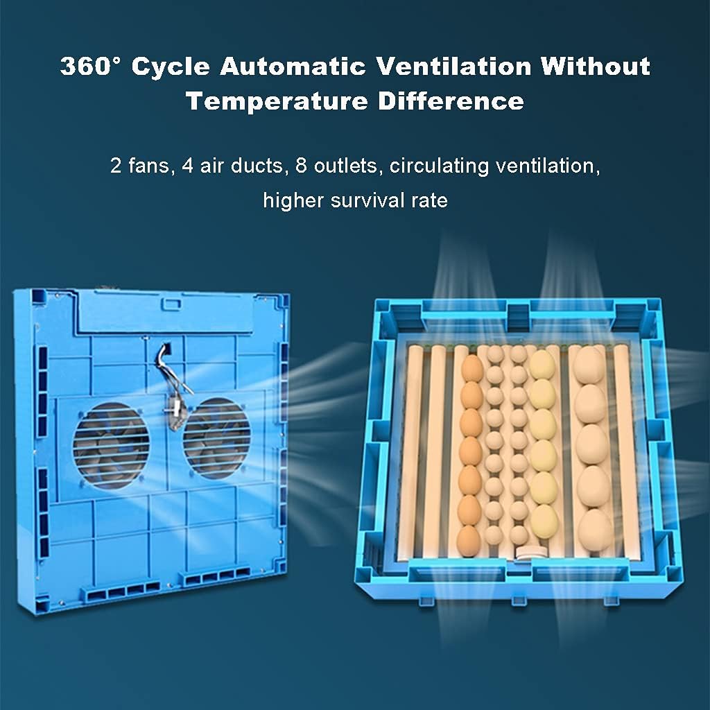 Fully Automatic Egg Incubator for Hatching 192 Eggs Automatic Turner Temperature Control Visible Screen Chicken Quail Duck Goose Turkey