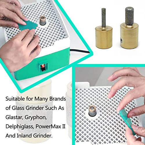 Jarshtime Glass Grinder Bits 4 PCS Diamond Stained Glass Grinding Wheel Includes 1 3/4 1/4 1/8 Inch Diamond Glass Grinder Heads