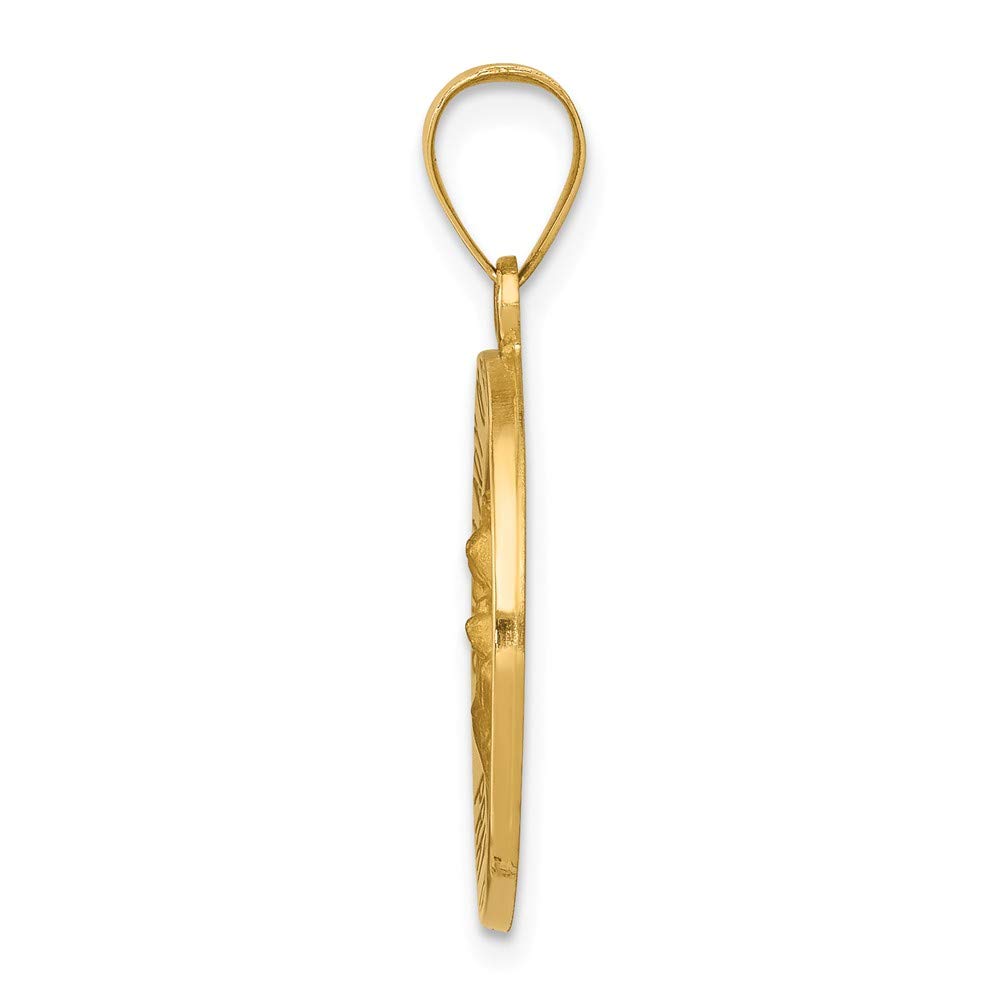 FB JEWELS Solid 14K Yellow Gold Polished And Satin Our Lady Of Perpetual Help Medal Pendant