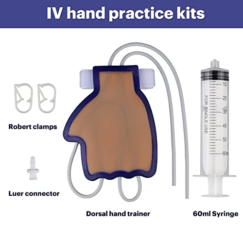 SimCoach Phlebotomy and Venipuncture Practice Kit, Wearable IV Practice Trainer Kit, Dorsal Hand Injection Trainer, IV Start Kit for Injection Training, Medical Education, Nursing School Essentials
