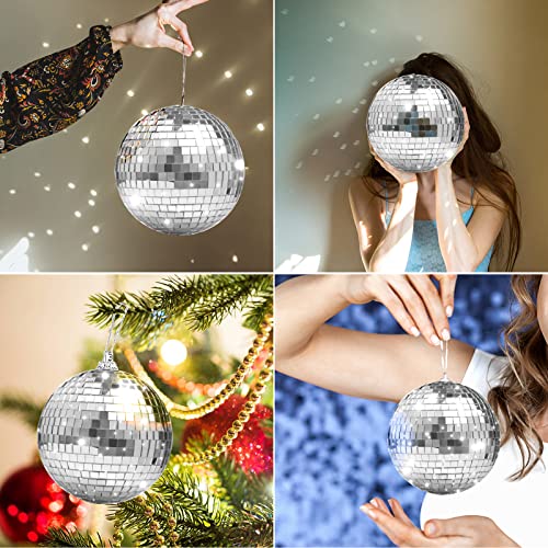 Newmemo 11pcs Disco Ball Cake Decoration Mirror Cake Topper 70's Disco Disco Ball Table Decorations Disco Ball Centerpiece Decor Dance Birthday 70s Theme Party