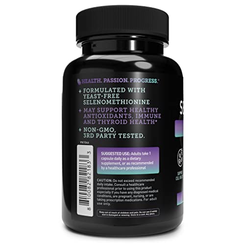 Selenium Capsule Supplement | 200mcg | Support Healthy Antioxidant, Immune, Reproductive,and Thyroid Health* | Non-GMO, 3rd Party Tested | 200 Capsules