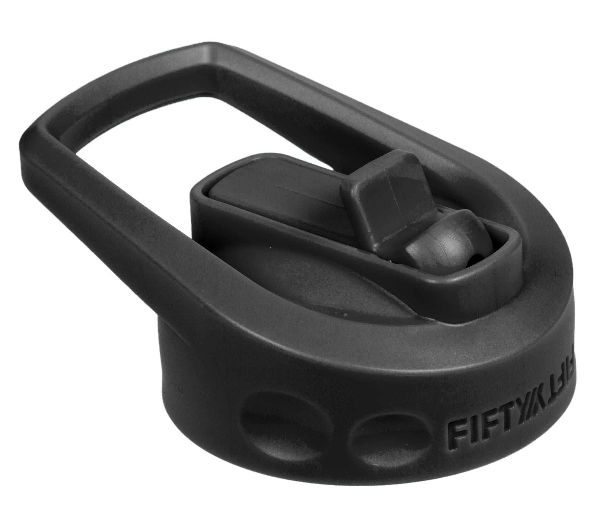 FIFTY/FIFTY A68002BK0 Wide Mouth Cap Lid Water Bottle with Straw, Plastic, Black