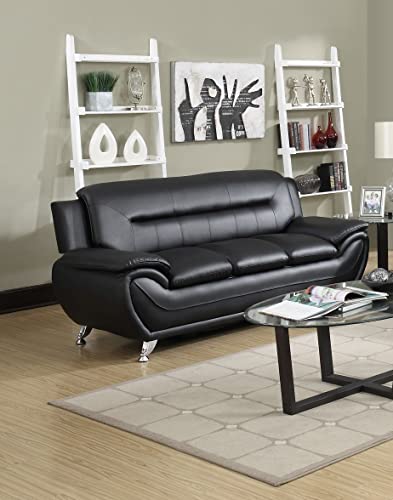 US Pride Furniture Michael Collection Modern Style Faux Leather Couch, Versatile 3 Seater Accent Piece for Living Room, Bedroom or Office, Comfortable Design and Elegant Look, 79" Sofa, Midnight