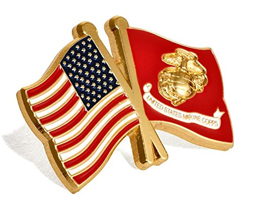 USA and USMC Marine Corps Flags Lapel Pin