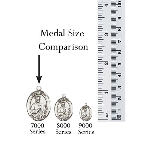 F A Dumont Sterling Silver St. Michael/EMT Pendant with 24" Stainless Steel Heavy Curb Chain. Patron Saint of Police Officers/EMTs