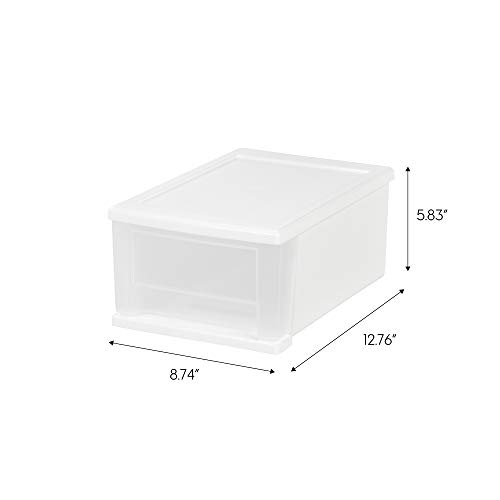 IRIS USA 7 Qt. Plastic Stackable Storage Drawers, Small, 4 Pack, Multi-Purpose Bins for Bedroom, Bathroom, Closet, Craft Room, Garage, Kids Room, Office, Pantry, Under Sink, White