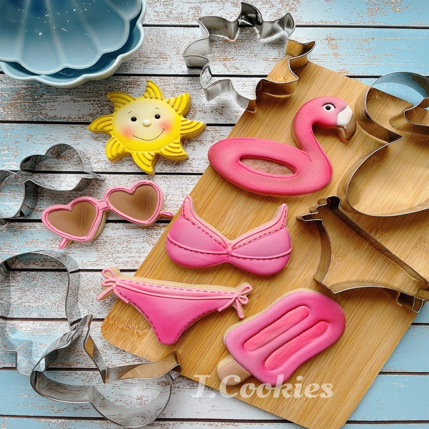 LILIAO Heart Shape Sunglasses Cookie Cutter Summer Beach Fondant Biscuit Cutter - 3.6 x 1.6 inches - Stainless Steel