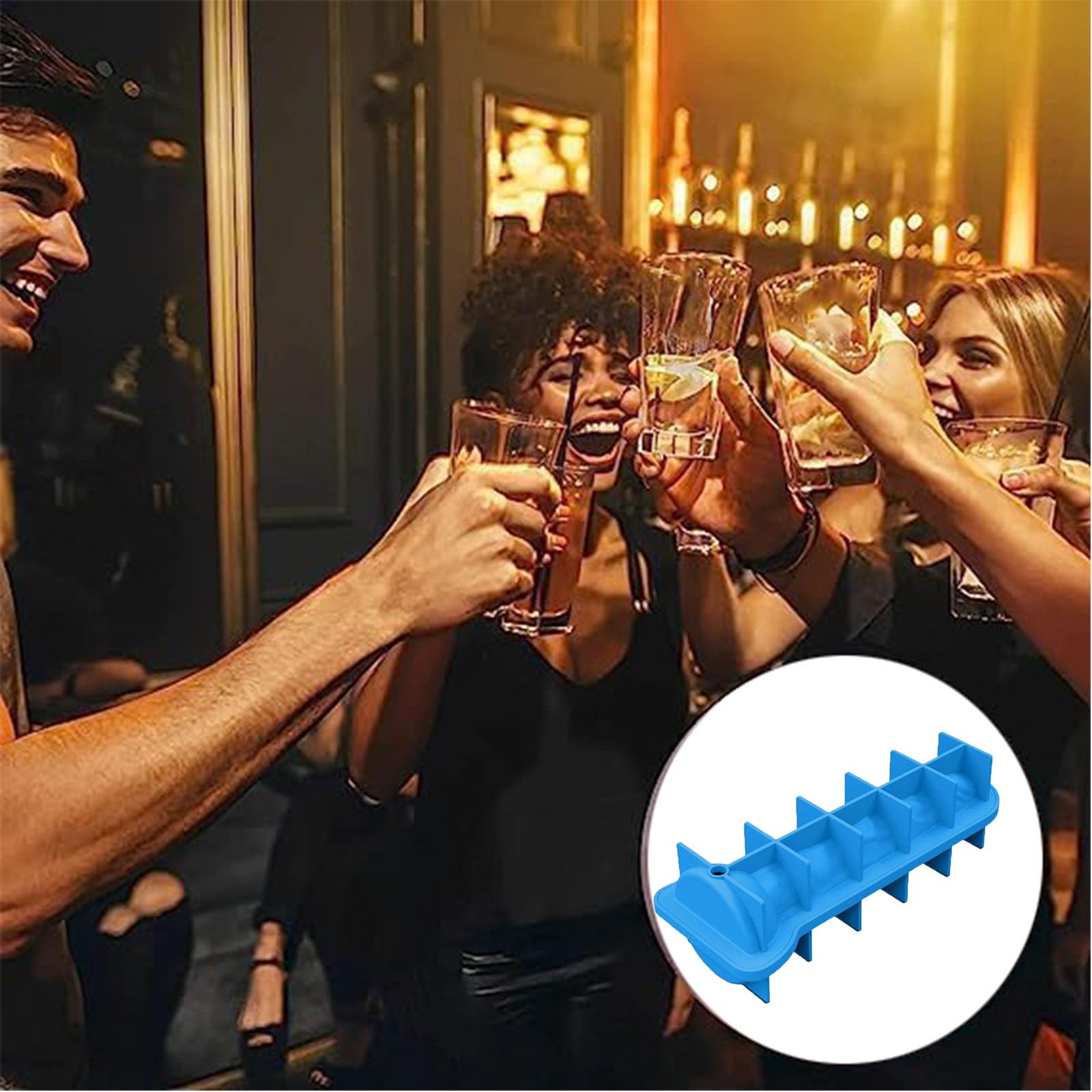 Generic Prank Ice Cube Tray Mold - Prank Silicone Ice Cube Molds, Large Ice Cube DIY Mould Tool for Making Ice Cubes for Chilled Whisky Cocktails Juice Drinks Tea and Coffee (Large), Blue