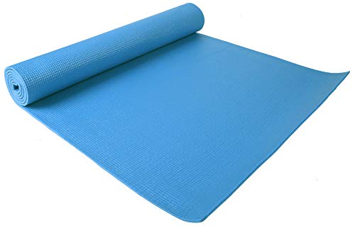 Fitvids All Purpose 0.25 Inch Thick High Density No Tear Exercise Yoga Mat with Strap & Lightweight Features for Indoor & Outdoor Use, Blue