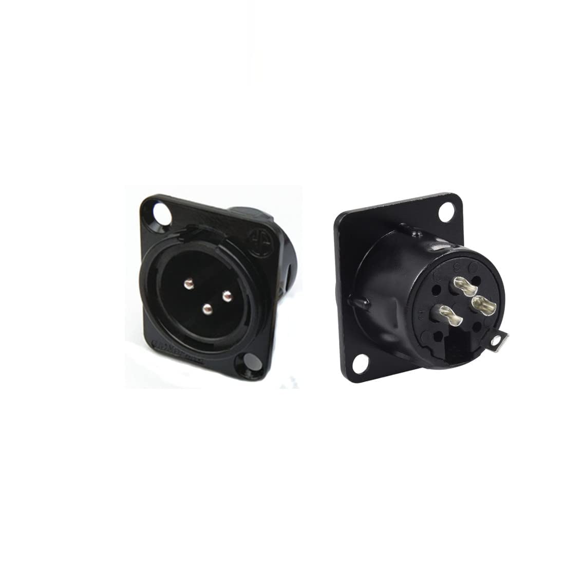 GDQLCNXB XLR Male Jack 3 Pin Panel Mount Jacks，Black Metal Housing XLR-M Connector 8Pcs