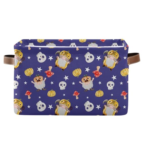 Halloween Gnome Mushroom Storage Basket Bins Decorative Toy Laundry Basket Organization with Handles for Living Room Clothes Nursery Closet Shelf Playroom,1 pcs