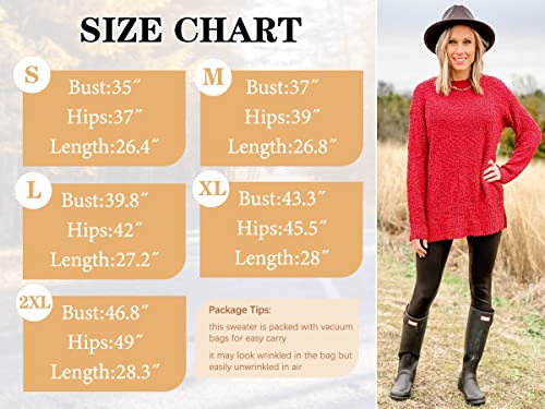 NIASHOT White Sweaters for Women Oversized Crewneck Sherpa Tunic Tops for Leggings L