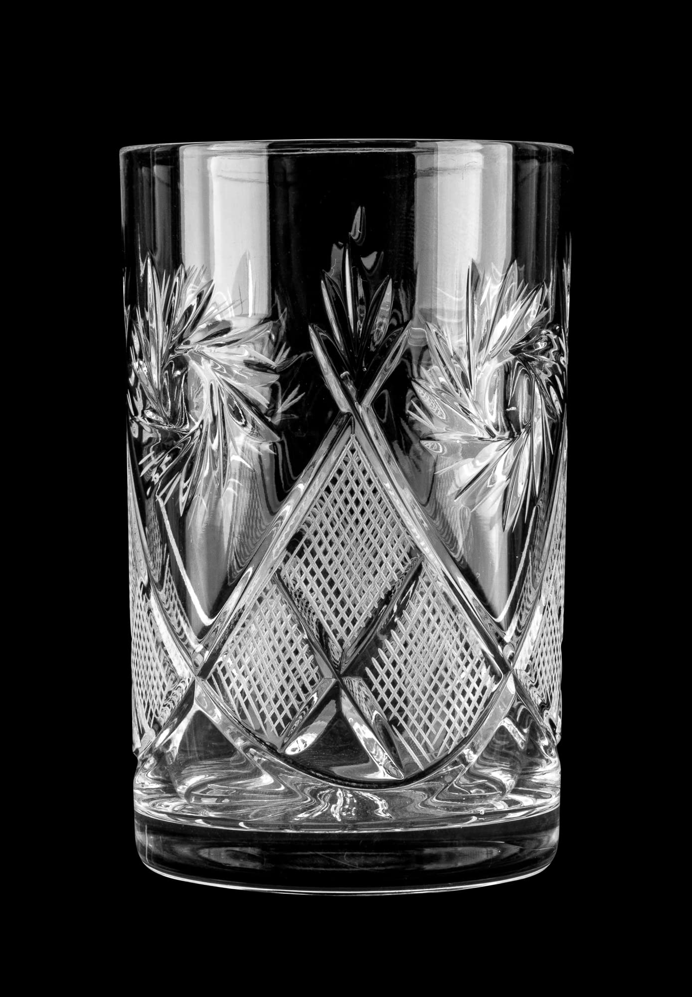 Hand Made Vintage Russian Crystal Tea Beverage Glasses for"Podstakannik", Old-fashioned Glassware