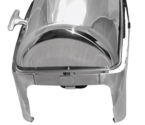 Tiger Chef Chafing Dish Buffet Set - Stainless Steel Chafer - Roll-Top Chaffing Dishes 8 Quart and Plastic Salad Tong - Chafer and Buffet Warmer Set