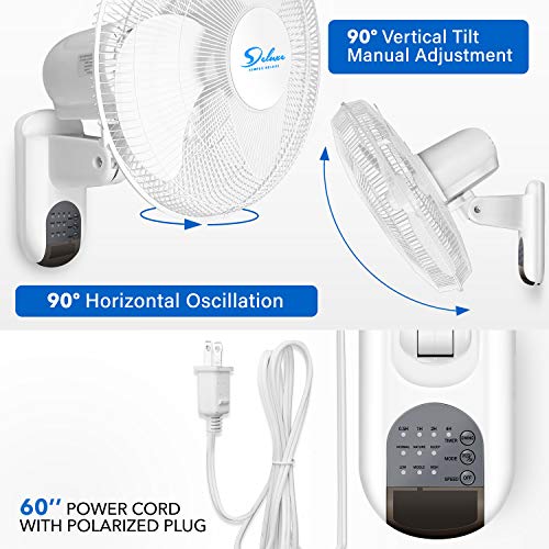 Simple Deluxe Digital Wall Mount Fan with Remote Control 3 Oscillating Modes, Speed, 72 Inches Power Cord