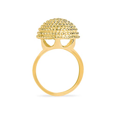 Fireworks Yellow Gold Ring for Women, Half Textured Sphere Party Cocktail Costume Jewelry for Women (11.5)