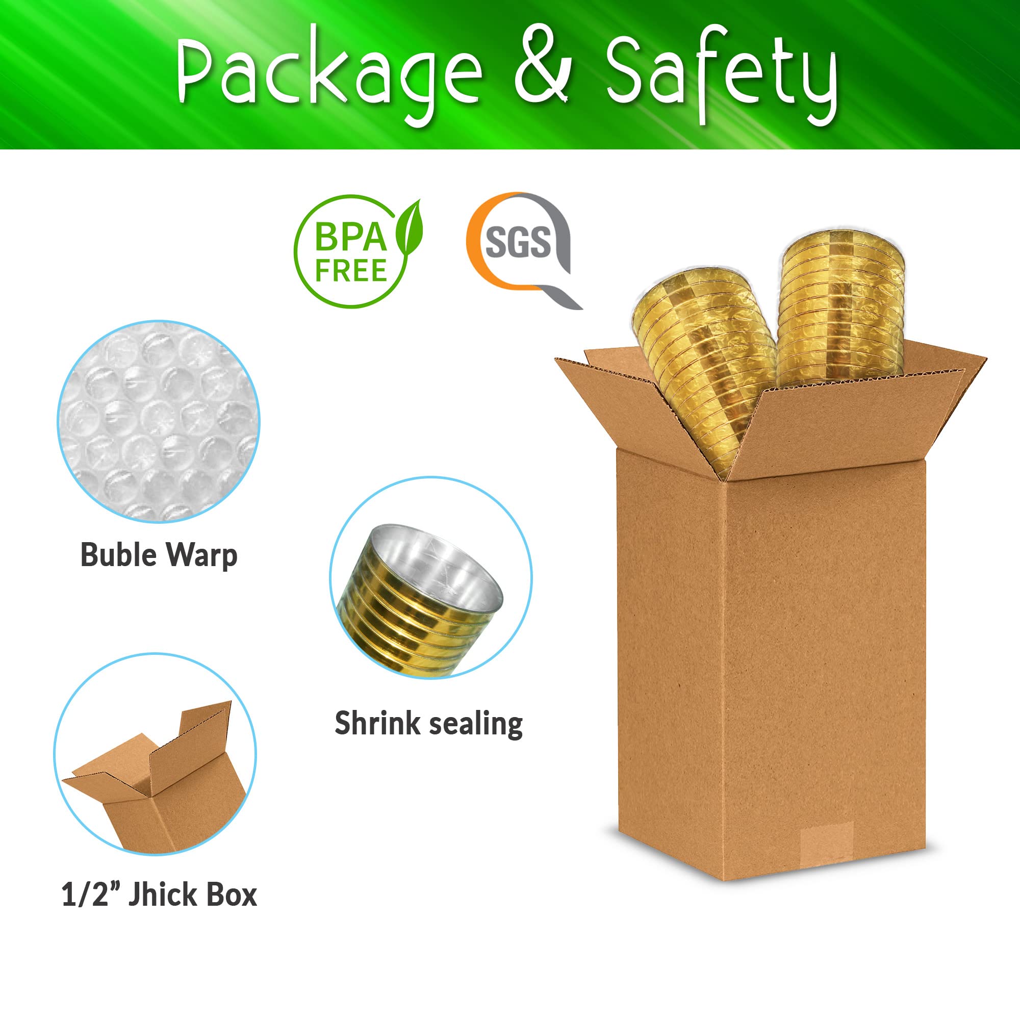 EFTA Production 100 pcs 14 Ounce Gold Rimmed Disposable Cups.