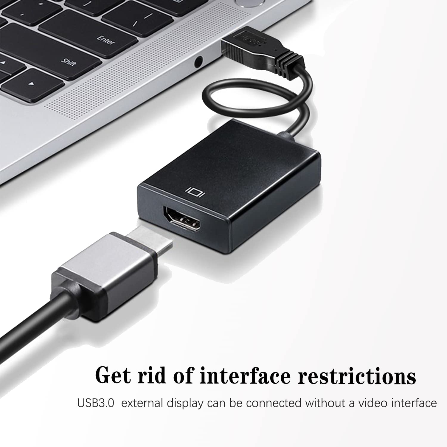 KotiSIG USB to HDMI Adapter for Multiple Monitors 1080P Compatible with Windows XP/7/8/10 (Black)