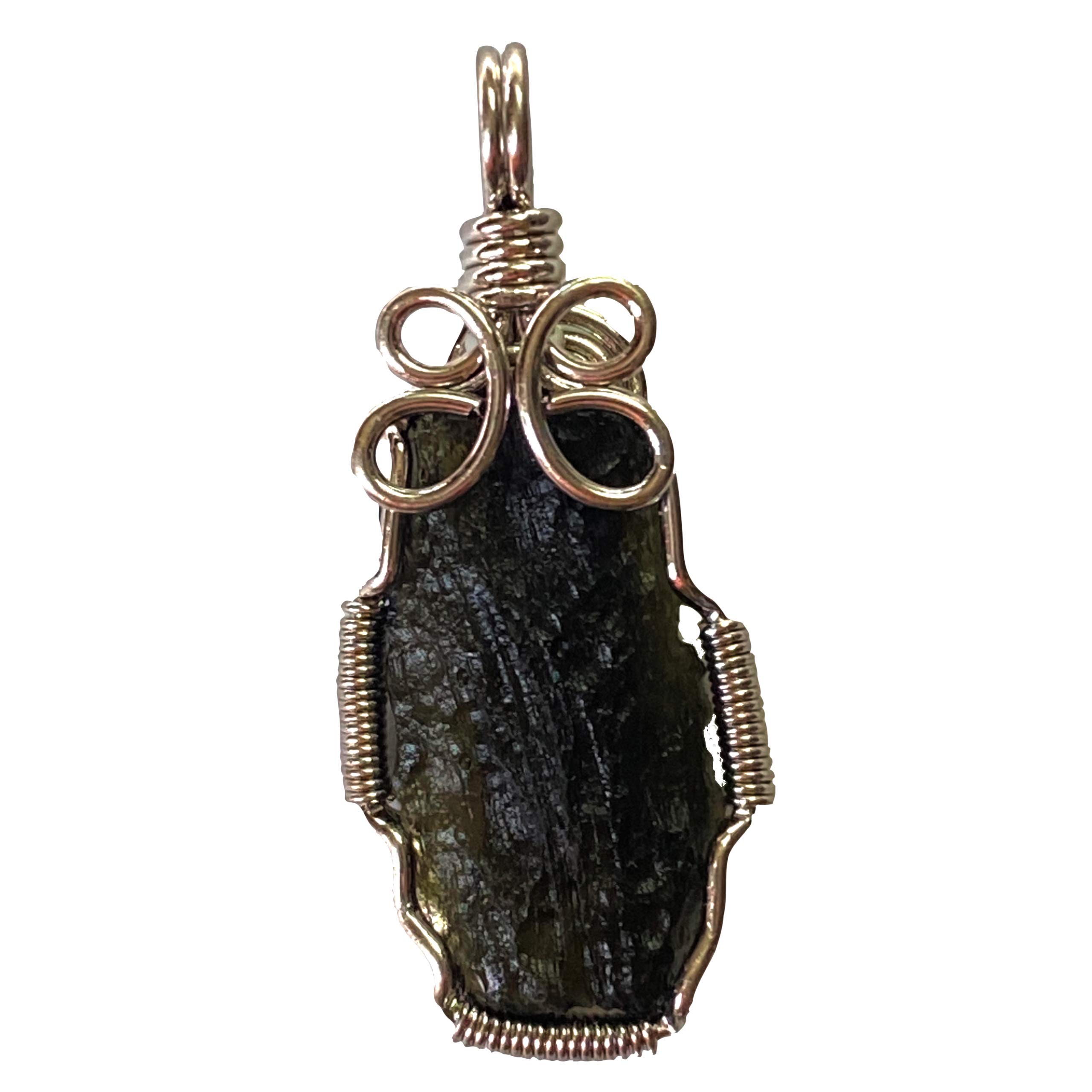 Generic Wire Wrapped Moldavite Pendant | Small Size 30-35mm, green