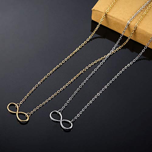 Zealmer Best Friend Cross Arrow Infinity Love Necklace 16K Gold Plated (Infinity silver+gold 2PCS)