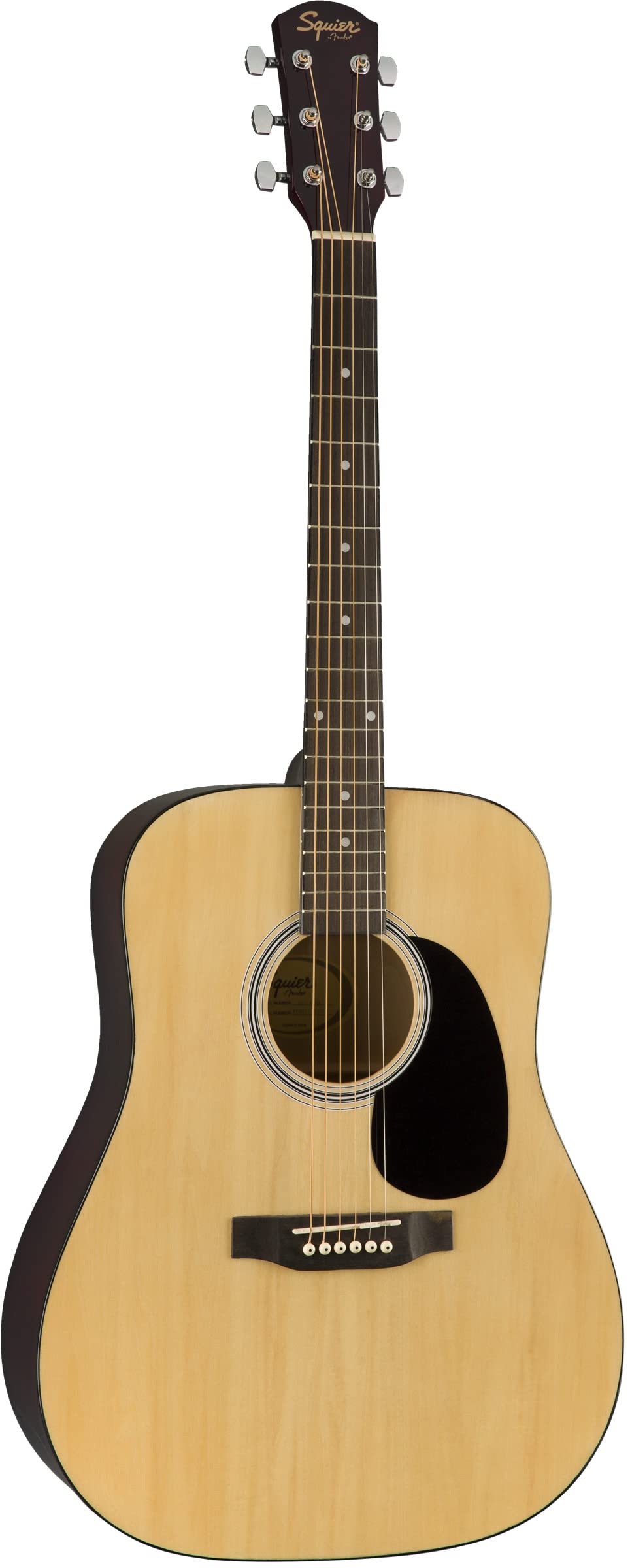 Fender Squier Dreadnought Acoustic Guitar - Natural Bundle with Gig Bag, Strap, Strings, Picks, Fender Play Online Lessons, and Austin Bazaar Instructional DVD