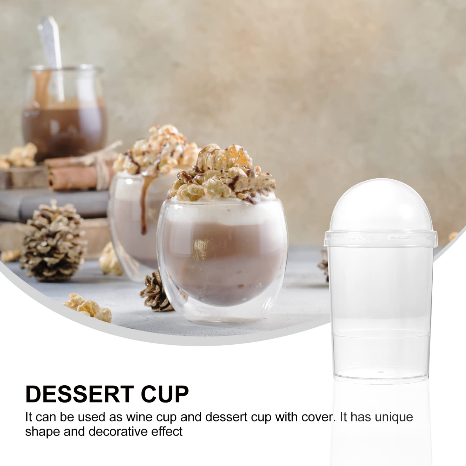 Hemoton Clear Dessert Cups 20pcs Disposable Dessert Cups Plastic Small Appetizer Cups Clear Cupcake Cups Sundae Cups DIY Tasting Shot Glasses with Lids for Snacks Mousse Parfaits Puddings