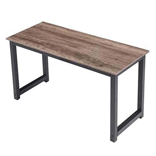 OFICS 55.1" Large Computer Desk,Modern Simple Style PC Laptop Desk for Home Office,Office Desk Workstation with Wide Metal Sturdy Frame,Thicker Steel Legs Study Desk,Rustic/Black