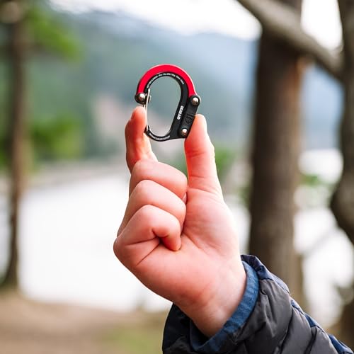 GEAR AID HEROCLIP Carabiner Clip and Hook (Mini) for Travel, Luggage, Purse and Small Bags, Stealth Black, 2 Pack